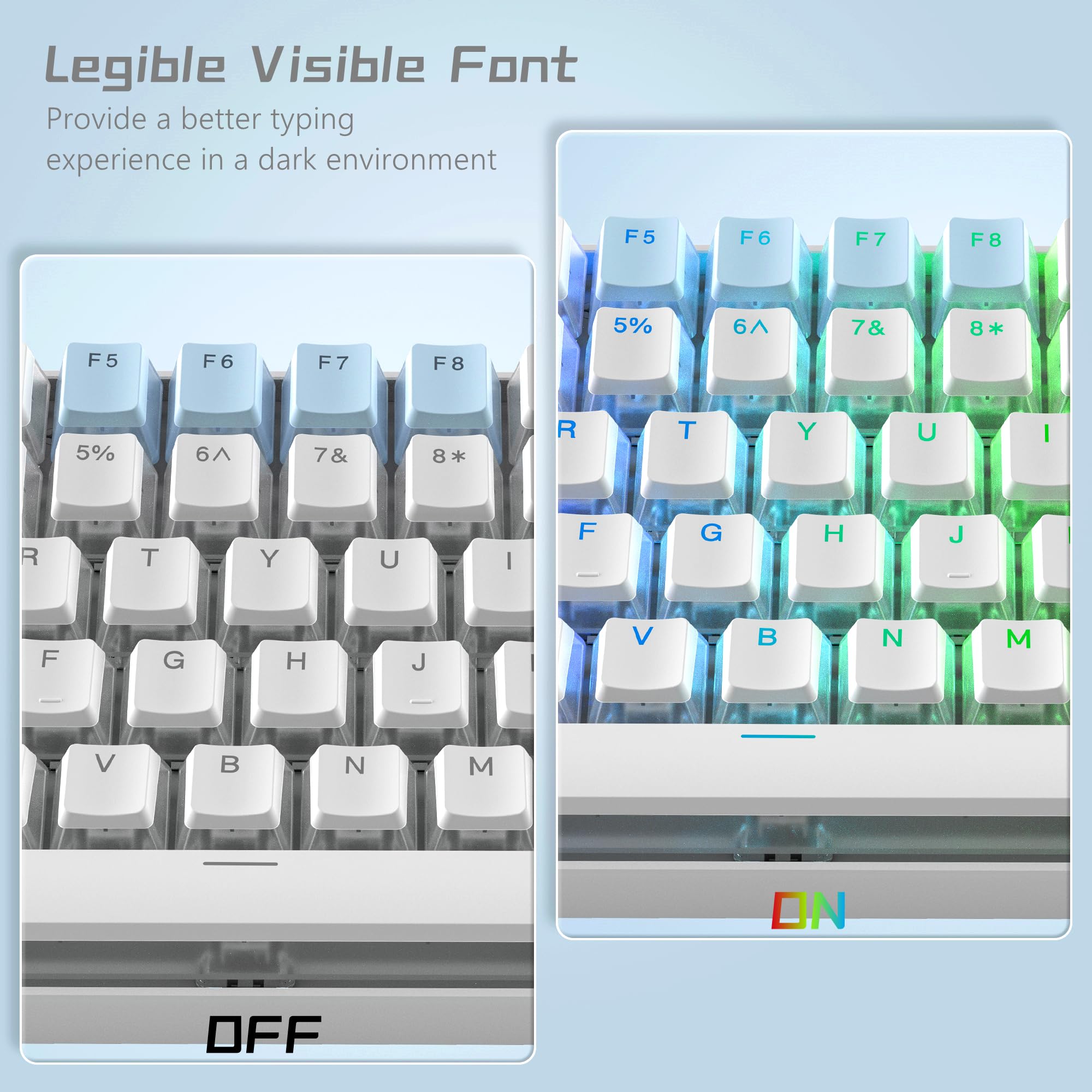 Womier Pudding Keycaps - PBT Keycaps, Shine Through Keycaps, 165 Keys Keycaps Set, Custom Keycaps for 61/68/84/87/82/100 Cherry Gateron MX Switches Mechanical Keyboard, Blue/White