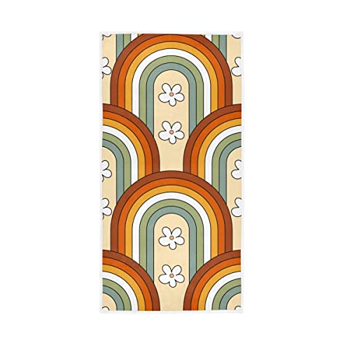 HUSSRITY Rainbow Bridge and Flower Towels Super Soft Hand Towel Highly Absorbent Washcloths Quick Dry Bath Towel 30x15 Inch Durable Lightweight