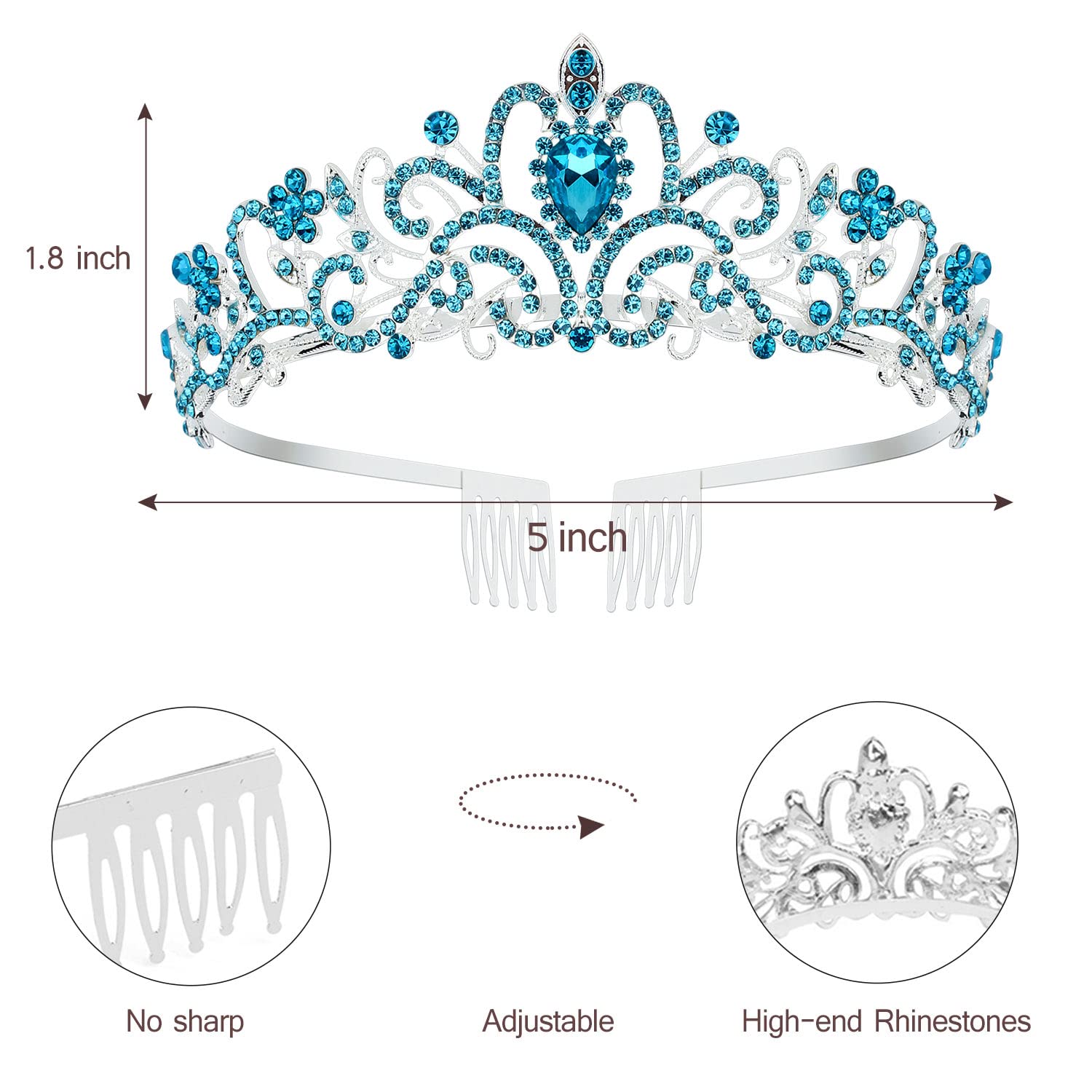 Blue Princess Birthday Crown - Happy Birthday Tiara Headband & Decoration