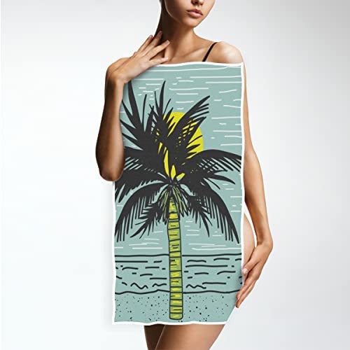 HUSSRITY Tropical Palm Island Towels Super Soft Hand Towel Highly Absorbent Washcloths Quick Dry Bath Towel 30x15 Inch Durable Lightweight