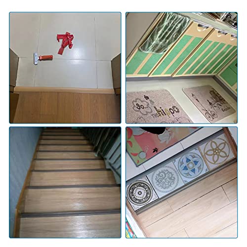 Floor Transition Strip Self Adhesive Vinyl Floor Flat Divider Strip Cover Strip Door Transition Strip for Laminate Flooring, 2-Inch by 7-Ft, Light Brown