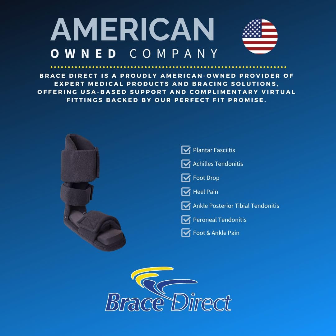 Brace Direct 90 Degree Comfort Padded Night Splint- Soft Sleeping Boot- Stretch for Plantar Fasciitis, Achilles Tendinitis and Heel Pain- Right or Left Foot- Men or Women