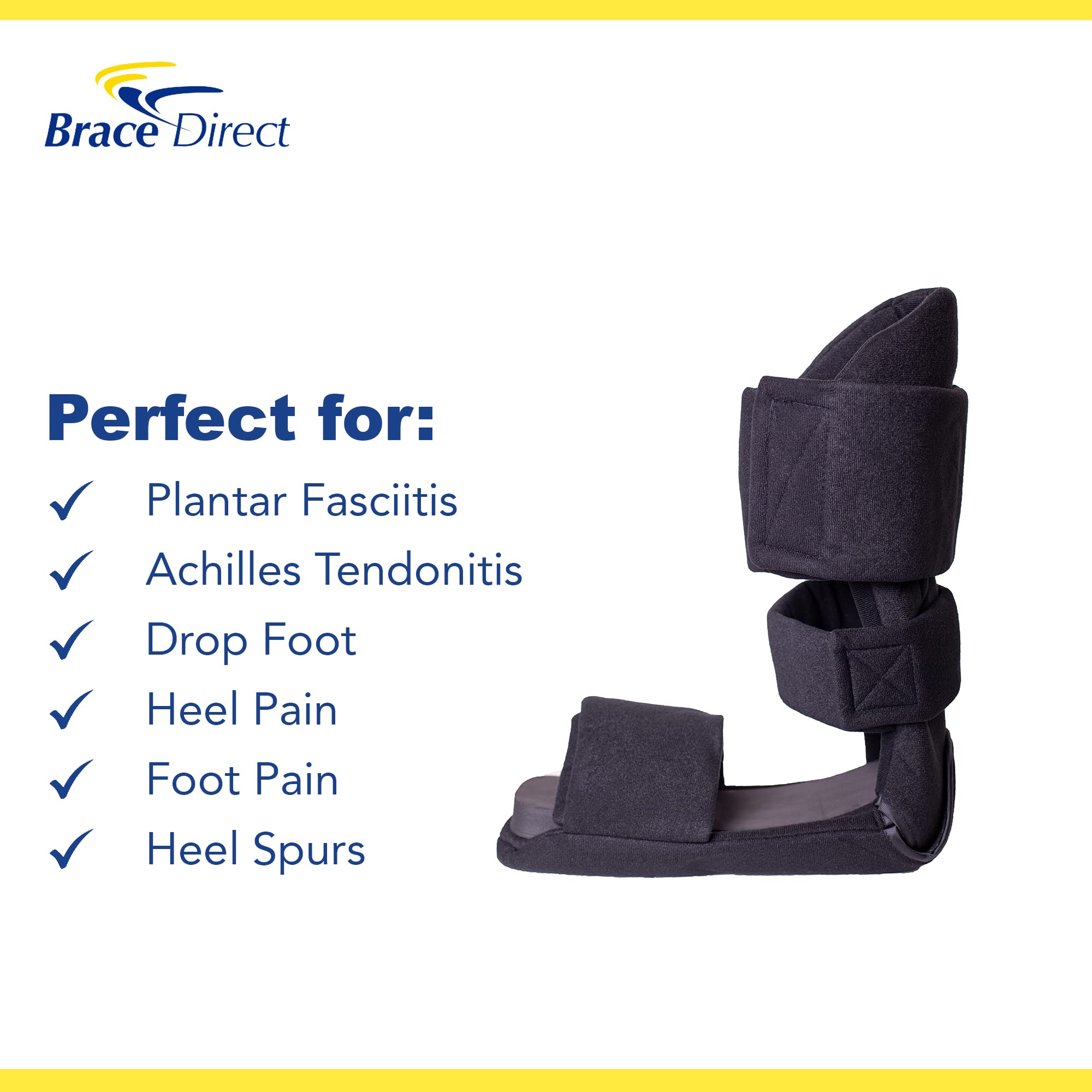 Brace Direct 90 Degree Comfort Padded Night Splint- Soft Sleeping Boot- Stretch for Plantar Fasciitis, Achilles Tendinitis and Heel Pain- Right or Left Foot- Men or Women