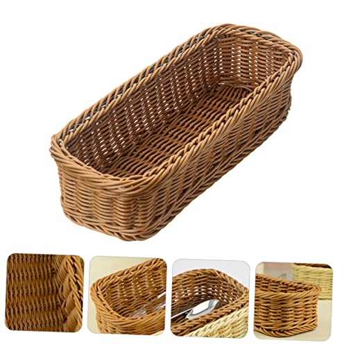 UPKOCH 3pcs Vegetables Tote Imitation Containers Bins Plastic Rattan Handmade Food Rectangular Wicker Snack S Fruit Dinnerware Poly Woven Napkins Kitchen Silverware Basket Holders