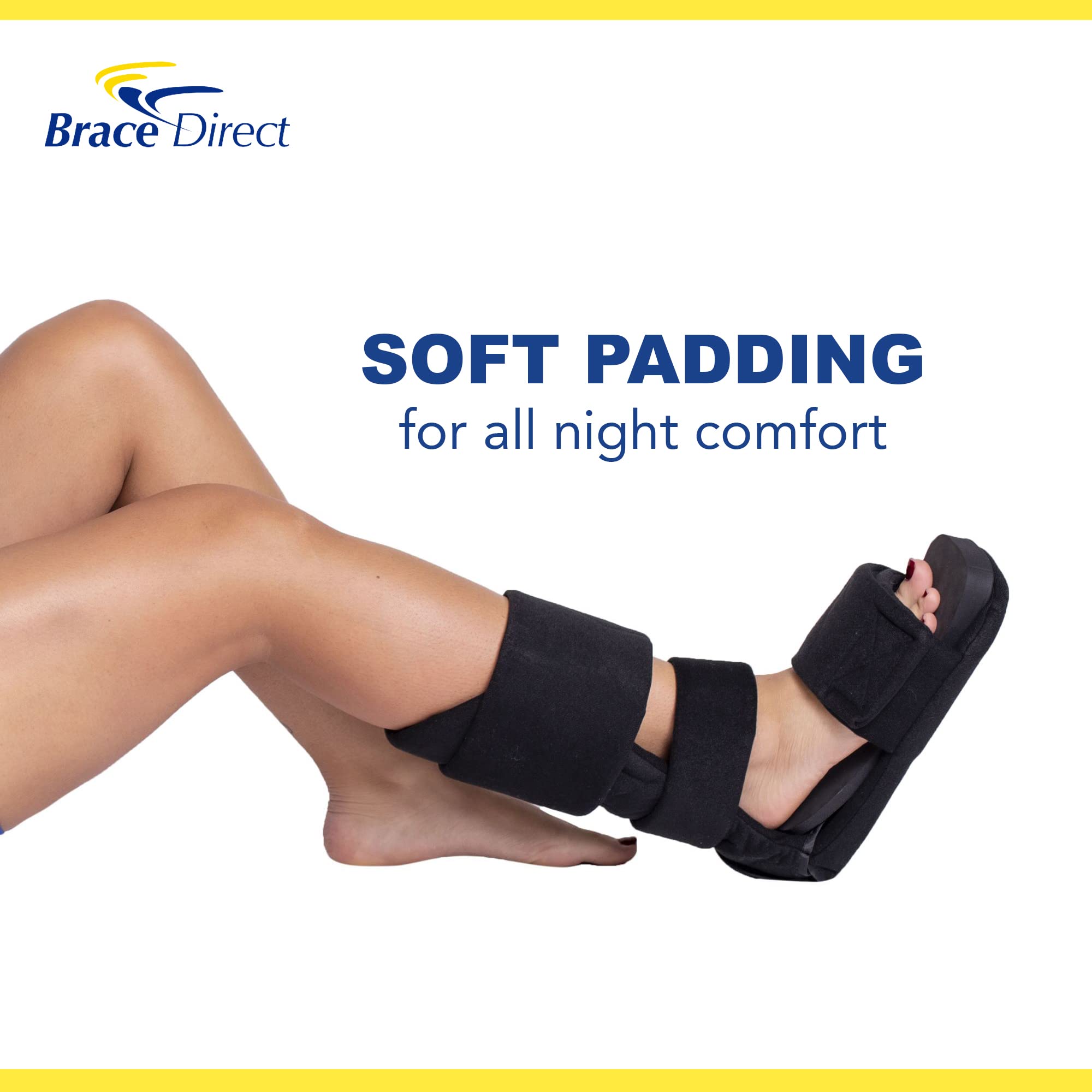 Brace Direct 90 Degree Comfort Padded Night Splint- Soft Sleeping Boot- Stretch for Plantar Fasciitis, Achilles Tendinitis and Heel Pain- Right or Left Foot- Men or Women
