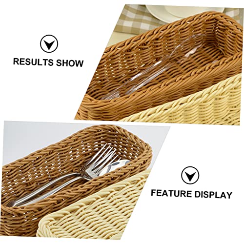 UPKOCH 3pcs Vegetables Tote Imitation Containers Bins Plastic Rattan Handmade Food Rectangular Wicker Snack S Fruit Dinnerware Poly Woven Napkins Kitchen Silverware Basket Holders