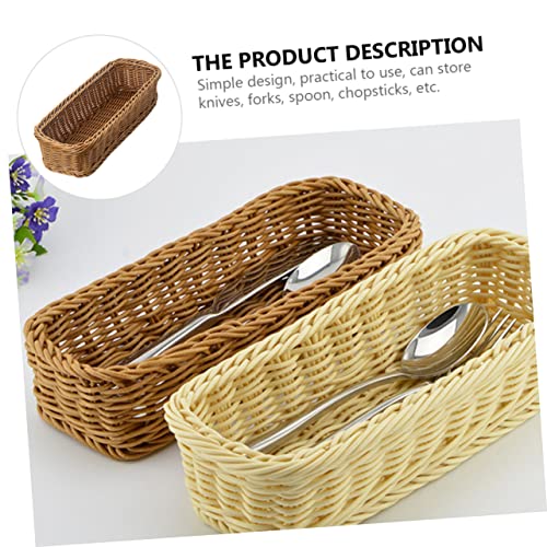 UPKOCH 3pcs Vegetables Tote Imitation Containers Bins Plastic Rattan Handmade Food Rectangular Wicker Snack S Fruit Dinnerware Poly Woven Napkins Kitchen Silverware Basket Holders