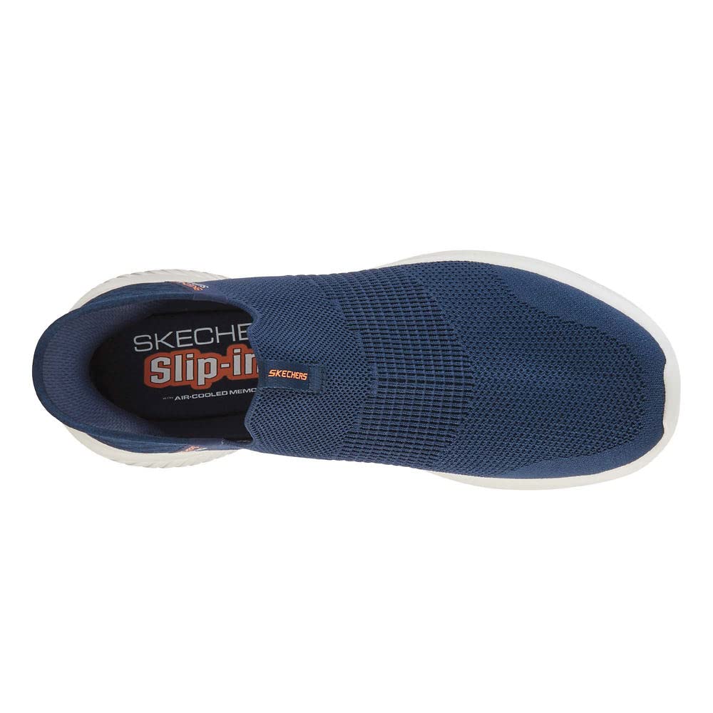 Skechers Men's Ultra Flex 3.0 Smooth Step Hands Free Slip-ins Sneaker, Navy Knit Trim, 8