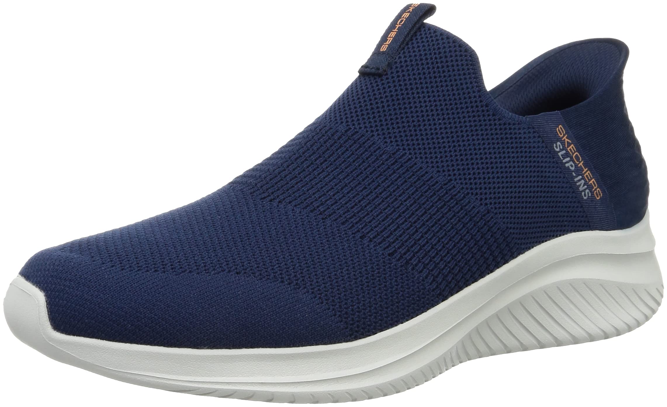 Skechers Men's Ultra Flex 3.0 Smooth Step Hands Free Slip-ins Sneaker, Navy Knit Trim, 8
