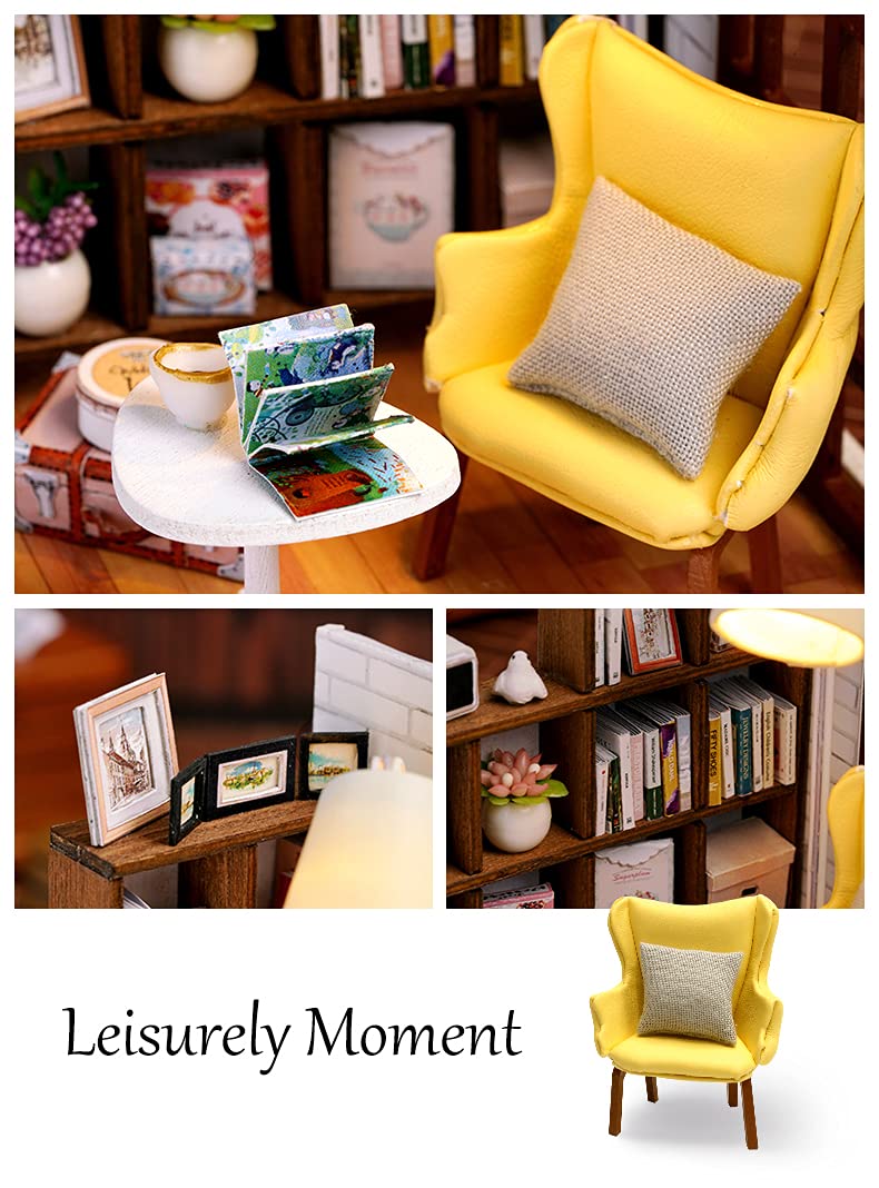 Flever Dollhouse Miniature DIY House Kit Creative Room with Furniture for Romantic Valentine's Gift (Leisurely Moment)