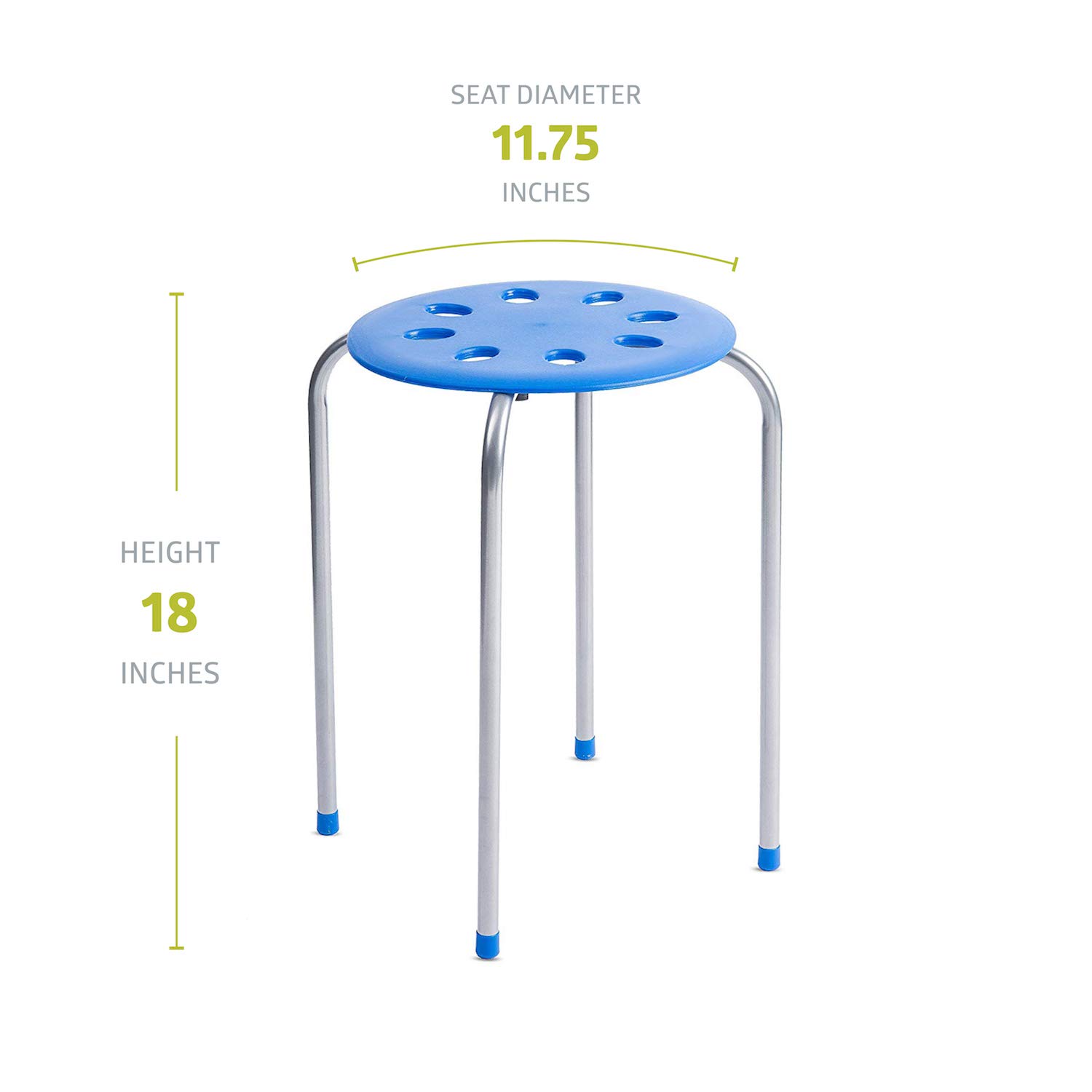Pearington Plastic Classroom Stools for Kids, Multipurpose Stool Chairs, Flexible Seating, Stacking Stools, Stainless Steel Legs - Set of 5, Multi-Color