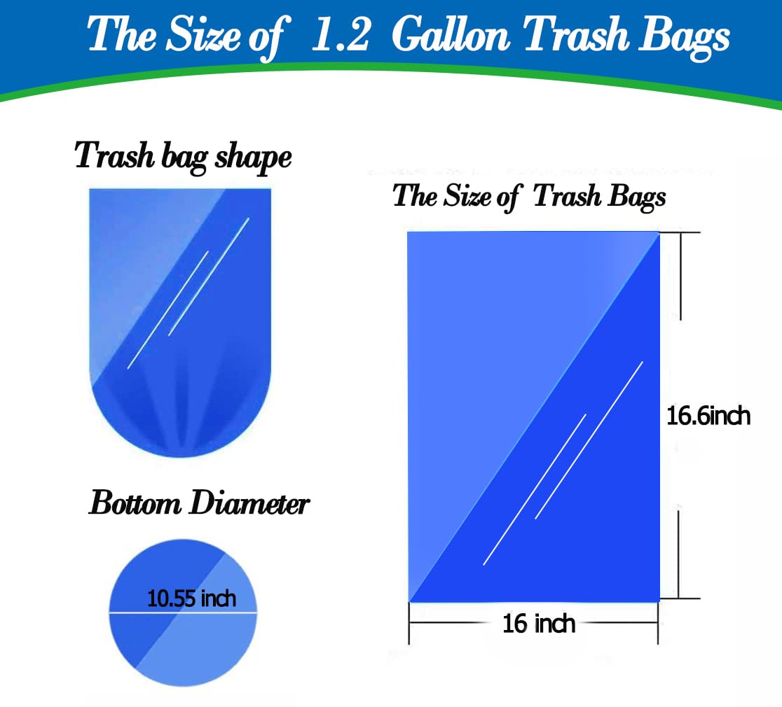 1.2 Gallon 350pcs small Trash Bags Strong Multicolor Garbage Bags, Bathroom Trash Can Bin Liners, Small Plastic Bags for home office, waste basket liner, fit 5 Liter,1,1.2,1.5Gal(Multicolor 350)