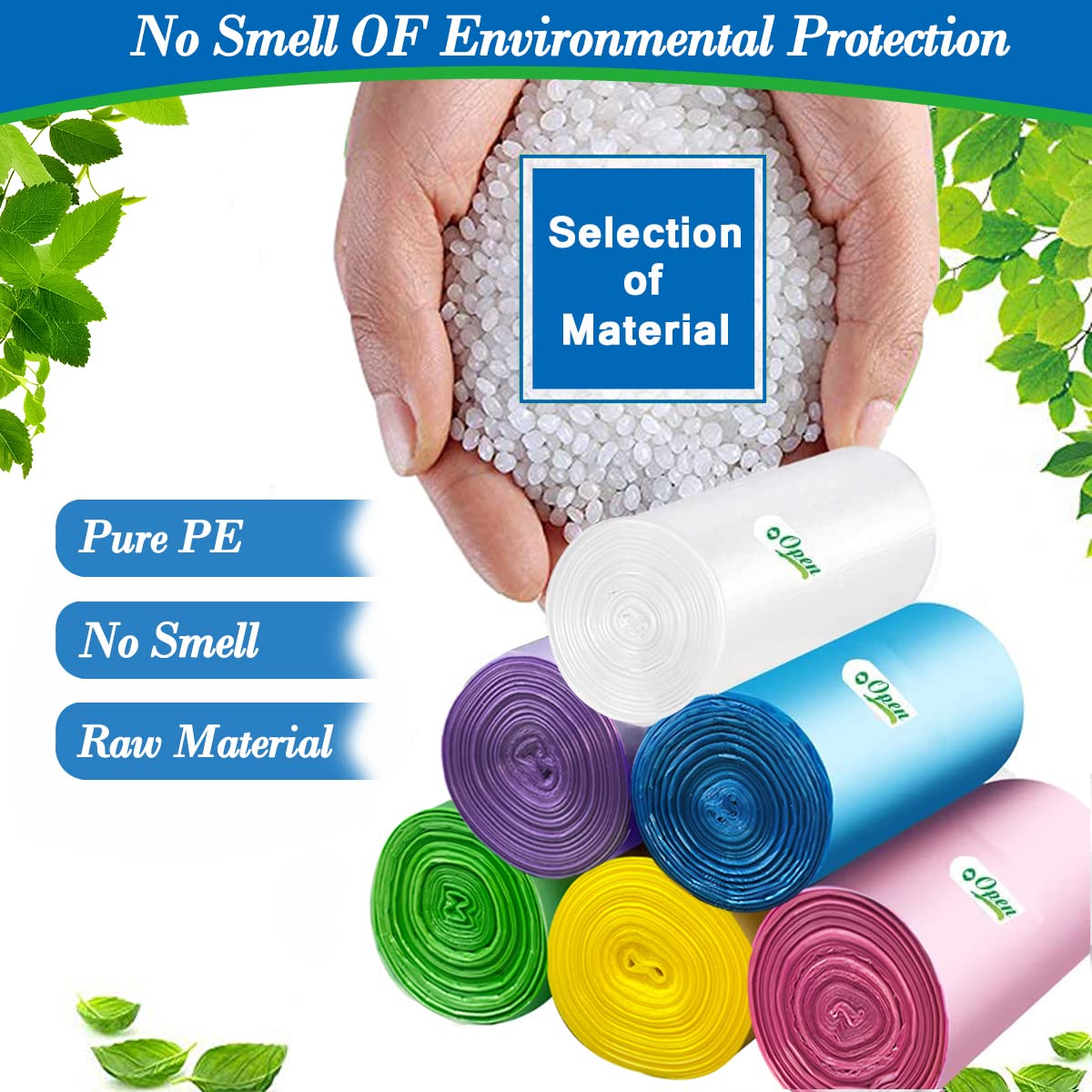 1.2 Gallon 350pcs small Trash Bags Strong Multicolor Garbage Bags, Bathroom Trash Can Bin Liners, Small Plastic Bags for home office, waste basket liner, fit 5 Liter,1,1.2,1.5Gal(Multicolor 350)