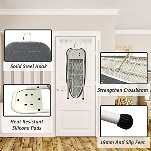 Fayaww Table Top Ironing Board,12x32in Small Ironing Board,with Foldable Legs,Heat Reflective Ironing Cover and Extra Thick Felt Padding,Dark Grey
