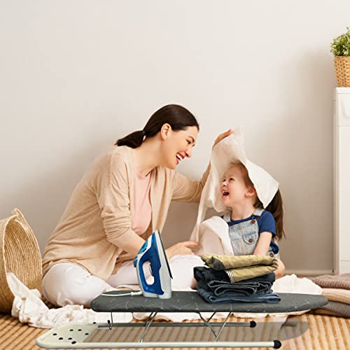 Fayaww Table Top Ironing Board,12x32in Small Ironing Board,with Foldable Legs,Heat Reflective Ironing Cover and Extra Thick Felt Padding,Dark Grey