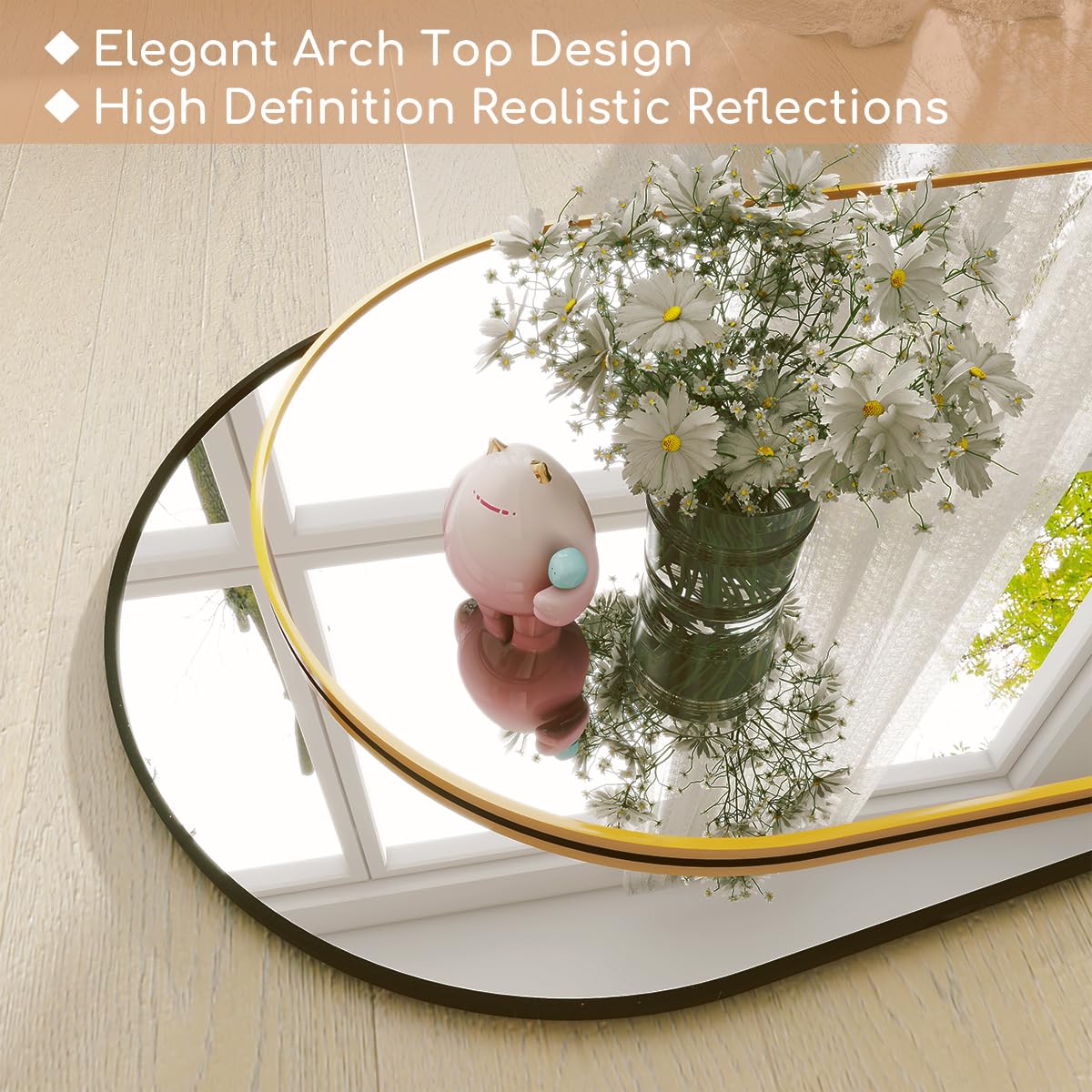 JAWGLOW Arched Full Length Mirror, 64 "x 21" Floor Mirror with Stand, Full Body Mirror with Aluminum Alloy Frame, Freestanding, Wall-Mounted or Leaning (Black)