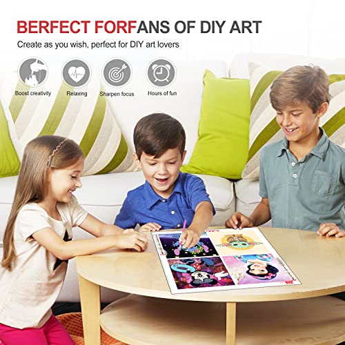 songwoo 4 Pack Diamond Painting Kits for Adults Kids Beginners - Upgraded Cuttable Full Drill Round Gem 5D DIY Diamond Art Kits Gifts for Home Wall Decor - Cartoon