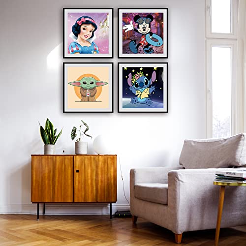 songwoo 4 Pack Diamond Painting Kits for Adults Kids Beginners - Upgraded Cuttable Full Drill Round Gem 5D DIY Diamond Art Kits Gifts for Home Wall Decor - Cartoon