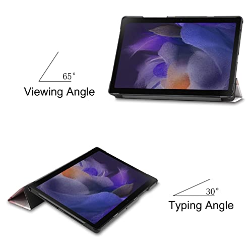Ratesell Case Cover for Samsung Galaxy Tab A8 10.5-Inch 2022 (SM-X200/X205/X207), Shockproof Ultra Thin Lightweight Tri-Fold Stand Cover with Auto Wake/Sleep Flower