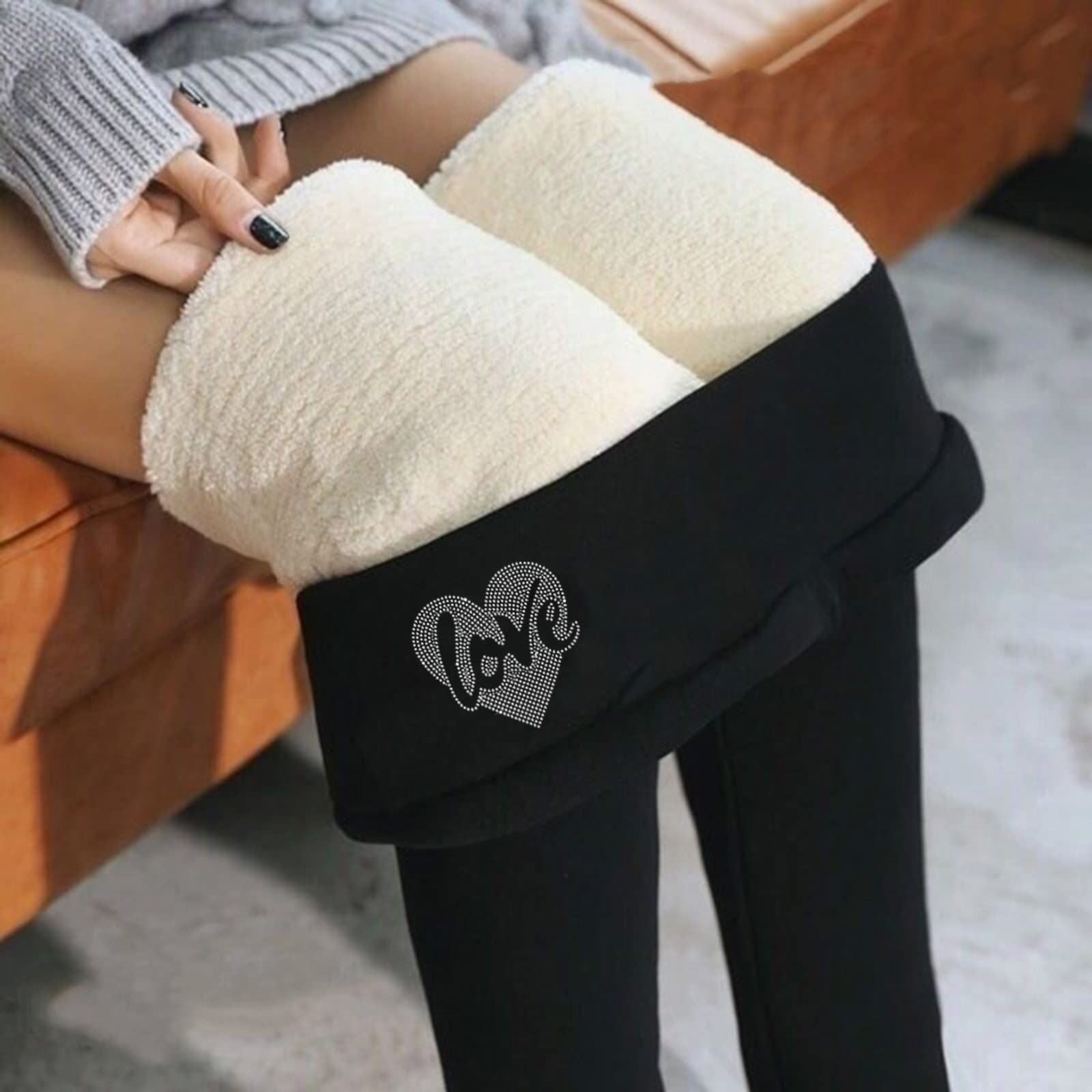 Women's Thermal Running Tights High-Waisted Warm Fleece Lined Plush Workout Leggings Seamless Stretchy Skinny Pants