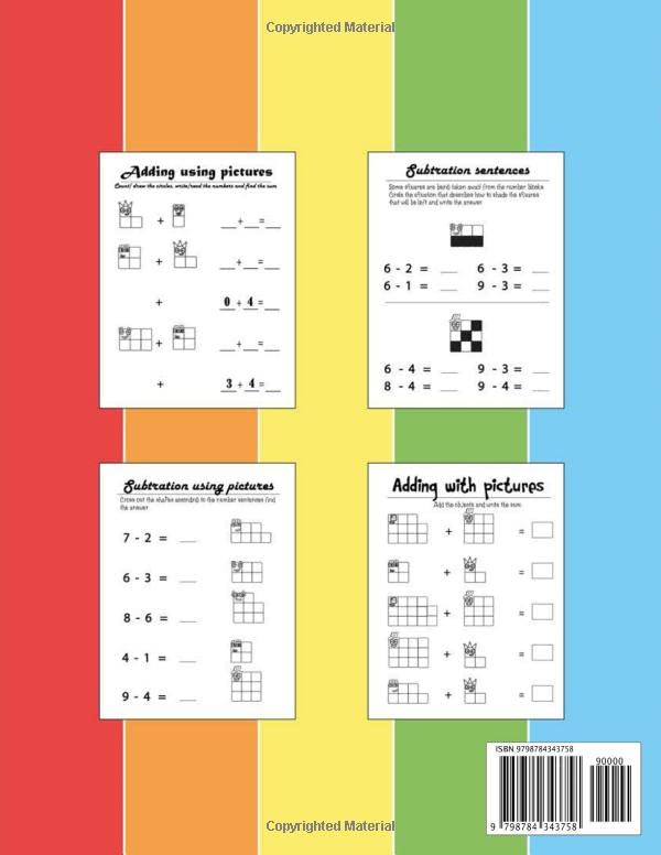 Numberblocks Addition Subtration Math Book: Math Workbook Grade 1: 60 Pages of Addition, Subtraction and Numberblocks Images