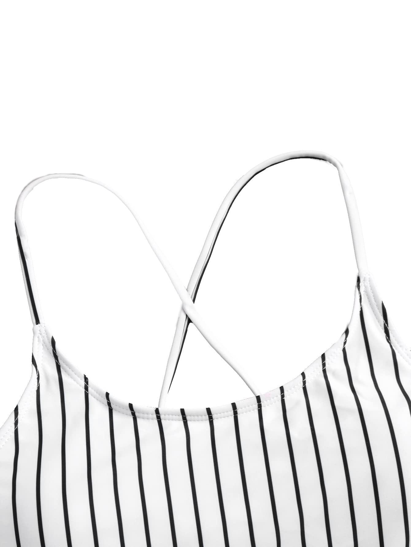 SweatyRocks Women's Bathing Suits Striped Criss Cross Bikini Set High Waisted Swimsuits Solid Black X-Small