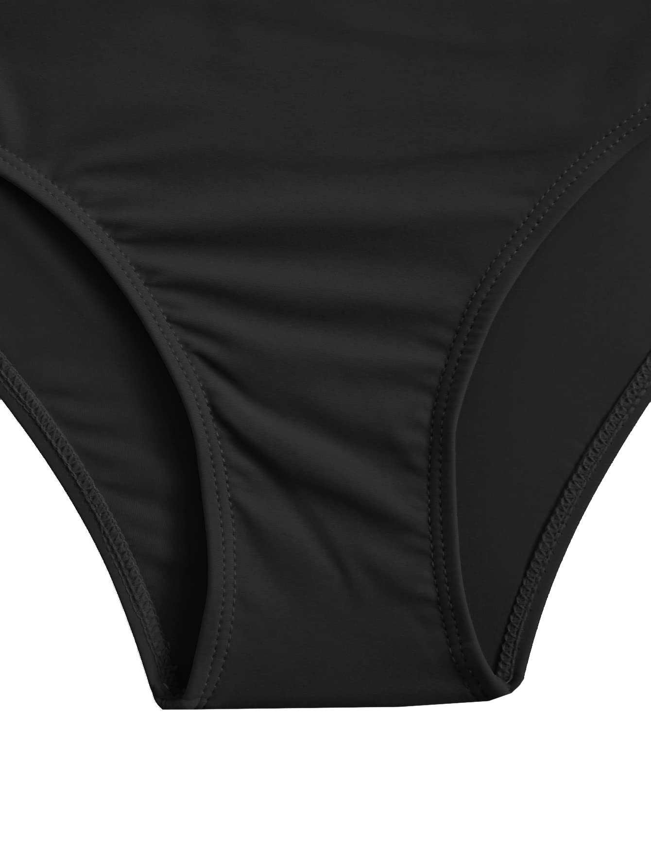 SweatyRocks Women's Bathing Suits Striped Criss Cross Bikini Set High Waisted Swimsuits Solid Black X-Small
