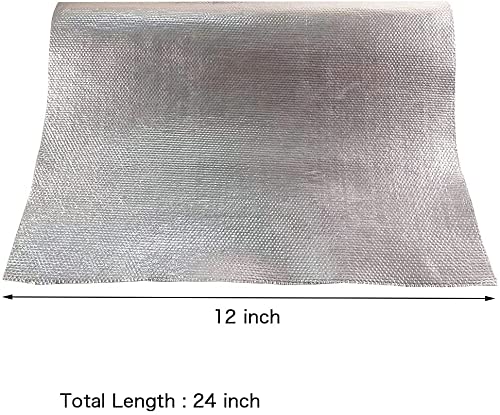 Ummickl 12'' X 24''Aluminized Heat Shield Mat Thermal Barrier Adhesive Backed Heat Blanket, Fiberglass Insulation Reflective Material High Temp Protection