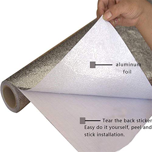 Gneric Kitchen Backsplash Aluminum Foil Wall Paper Oil-Proof Wall Sticker DIY Self-Adhesive for Stove Cabinet Countertop Drawer (40*100cm, 1Pc)