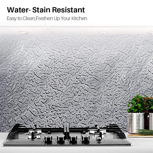Gneric Kitchen Backsplash Aluminum Foil Wall Paper Oil-Proof Wall Sticker DIY Self-Adhesive for Stove Cabinet Countertop Drawer (40*100cm, 1Pc)