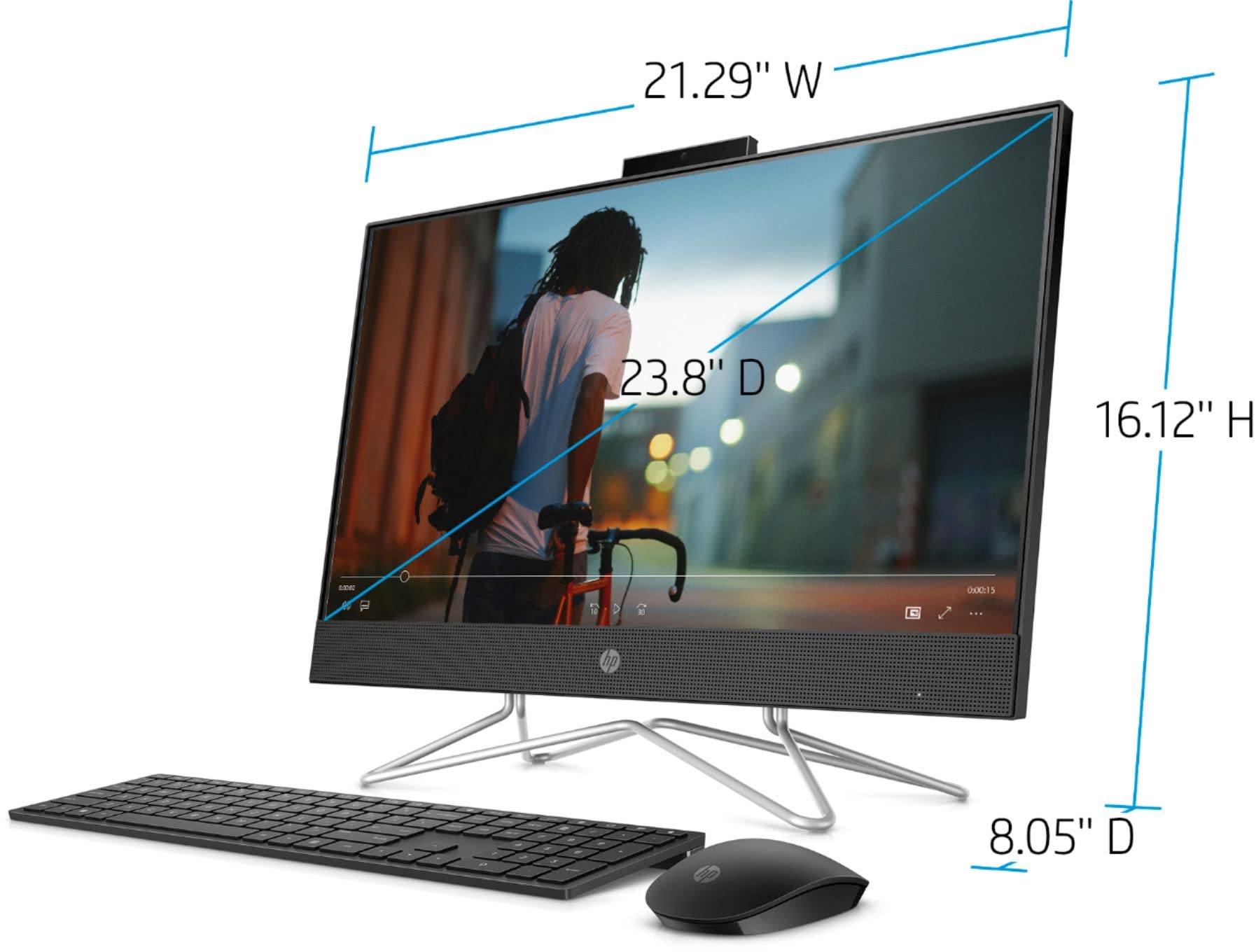 HP 2023 24'' FHD IPS Touch All-in-One Desktop PC Intel 4-Core Pentium Silver J5040 Intel UHD Graphics 16GB DDR4 256GB NVMe SSD WiFi AC BT RJ-45 HDMI Webcam Wireless KB Mouse Windows 11 w/RE USB