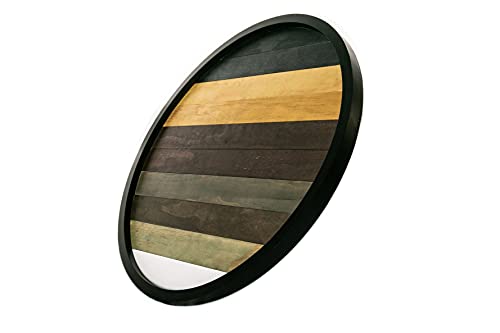 HOME BREEZES Extra Large Wooden Lazy Susan- Round Wood Ottoman Turntable Tray, Serve Tea, Coffee, or Breakfast in Bed, Classic Circle Wooden Tray for Tabletop, Decorative Serving Tray.