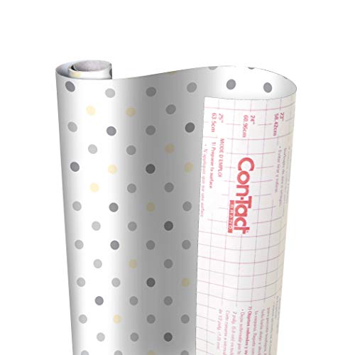 Con-Tact Brand Grip Prints Durable Non-Adhesive Anti-Slip Shelf and Drawer Liner, 18'' x 4', Dottie Grey