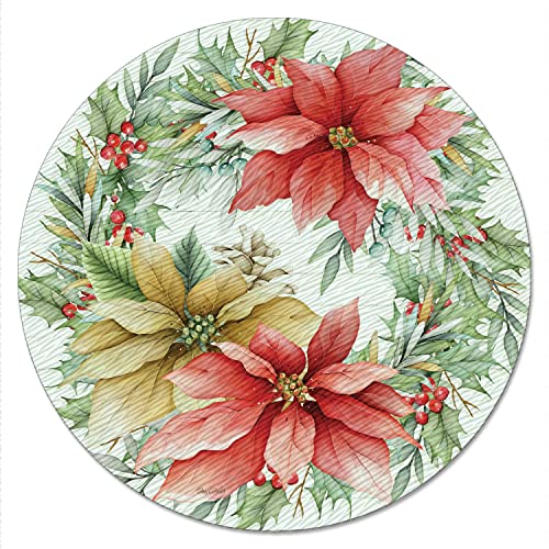 CounterArt Glad Tidings 4mm Heat Tolerant Tempered Glass Lazy Susan Turntable 13" Diameter Cake Plate Condiment Caddy Pizza Server