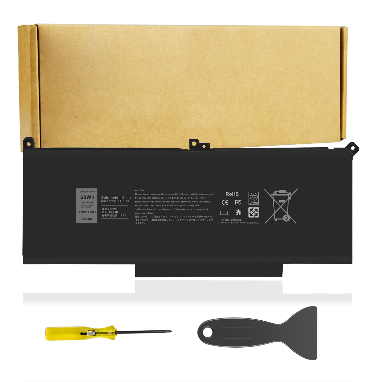 Futurebatt F3YGT Laptop Battery for Dell Latitude 7480 7390 7280 7290 7380 7490 E7280 E7480 E7490 12 7000 13 7000 14 7000 Series F3YGT 2X39G DM3WC 0DM3WC