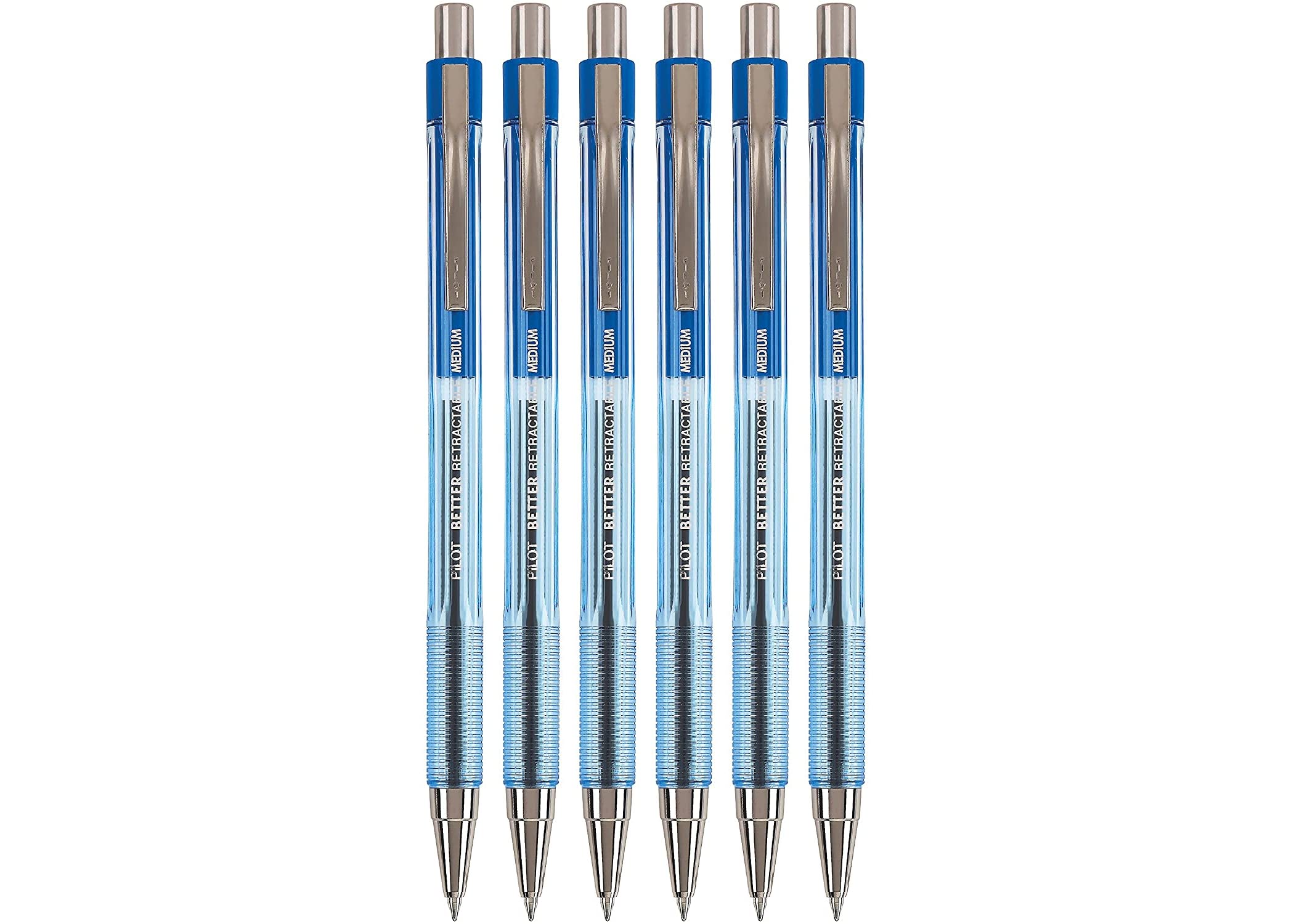 PILOT The Better Ball Point Pen Refillable & Retractable Ballpoint Pens, Medium Point, Blue Ink, 6 PACK