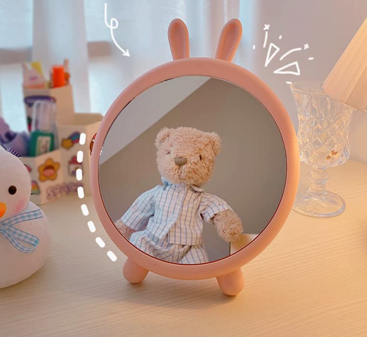 Glattly Girls Desktop Makeup Mirror, Rabbit Mirror, Large Mirror in Student