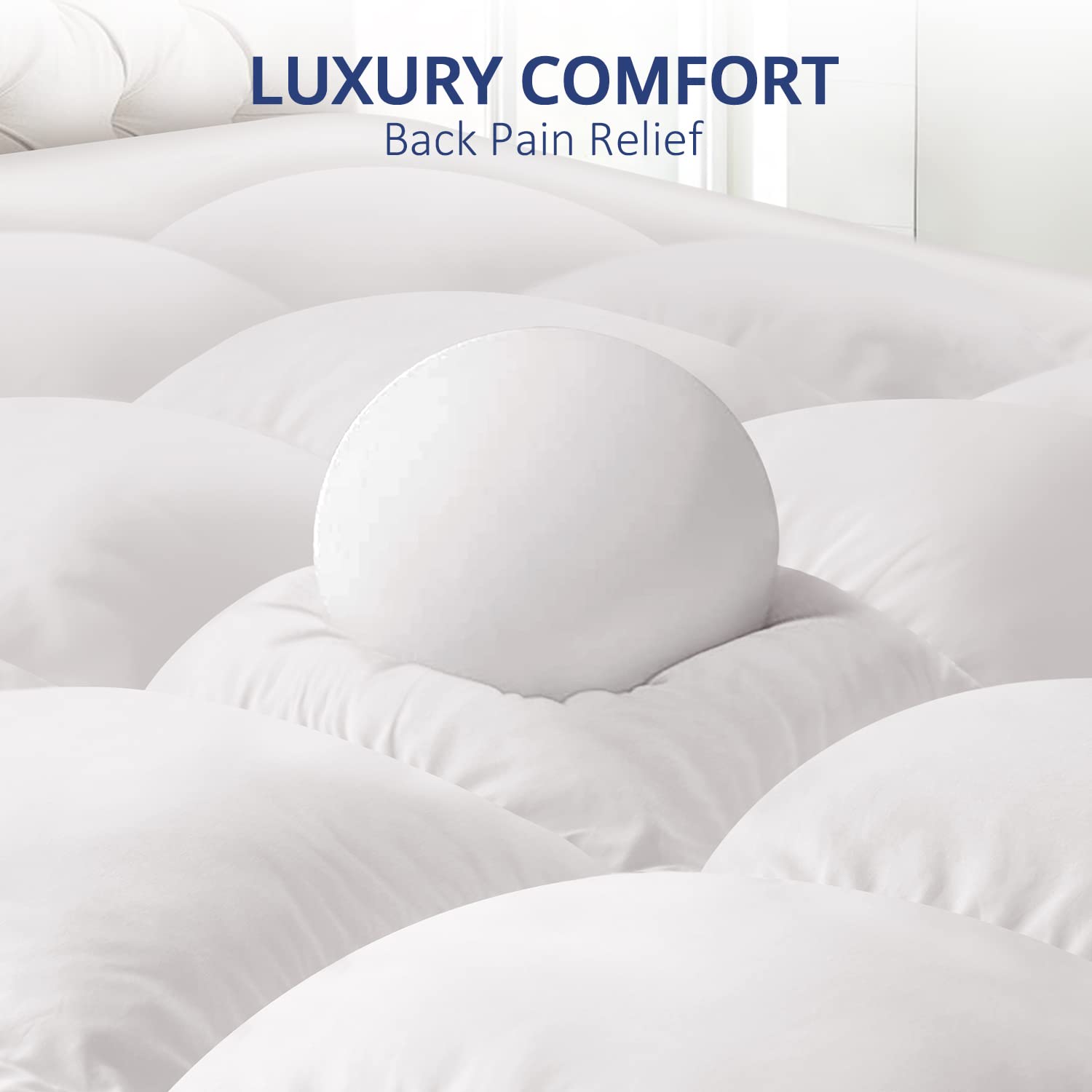 ELEMUSE Extra Thick Cooling Queen Mattress Topper, 1300 GSM Overfilled Pillow Top with Baffle Box Design, Hand Made 400TC Organic Cotton Pad Cover, Plush & Support Snow Down Alternative, Hotel Quality
