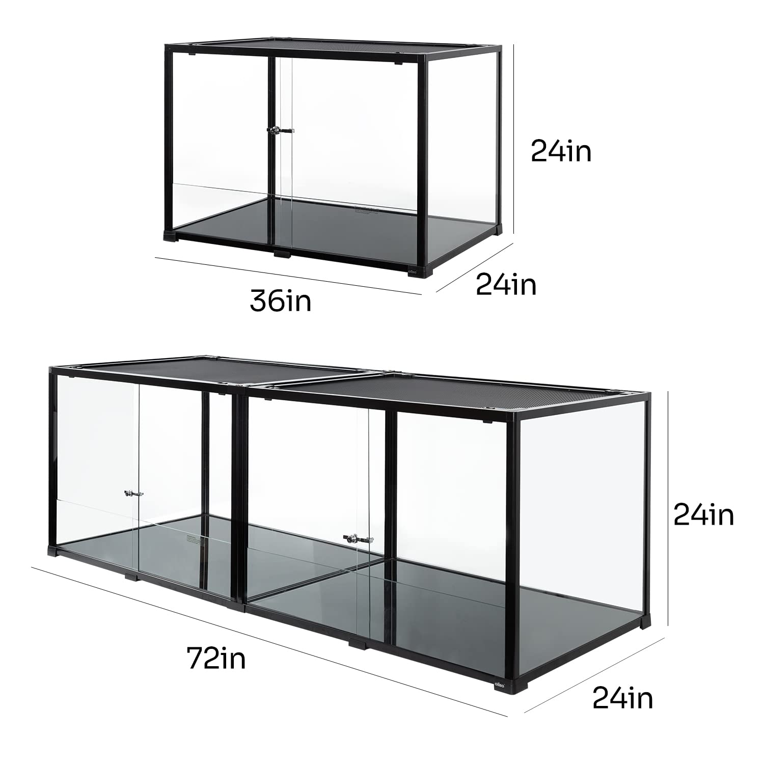 OIIBO Upgrade Extra-Long Reptile Terrarium, 72" x 24" x 24" Extra Large Spliceable Reptile Glass Tank with Double Front Sliding Doors for Adult Reptiles Boa Snake Bearded Dragon Gecko Etc