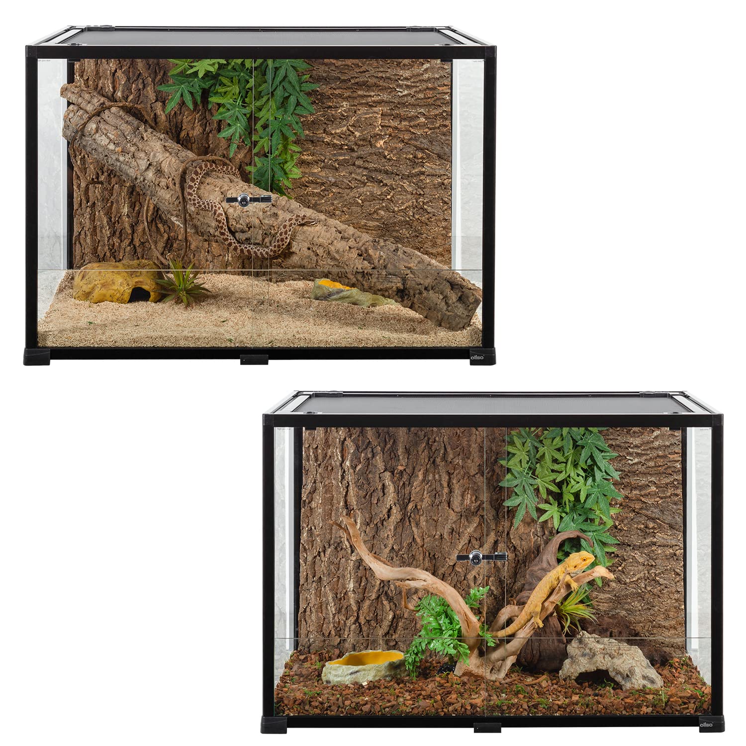 OIIBO Upgrade Extra-Long Reptile Terrarium, 72" x 24" x 24" Extra Large Spliceable Reptile Glass Tank with Double Front Sliding Doors for Adult Reptiles Boa Snake Bearded Dragon Gecko Etc