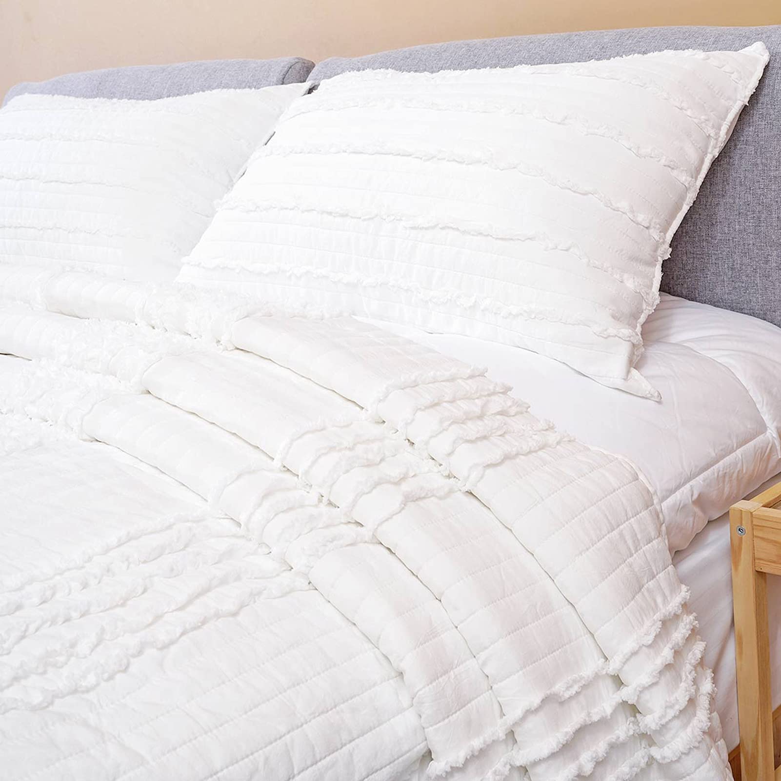 BOSOWOS King Size Pillow Shams Set of 2, Ultra Soft Breathable 20 x 36 Inches Pillow Case Envelope Closure, Microfiber Farmhouse Bed Pillowcases for Easy Care, White