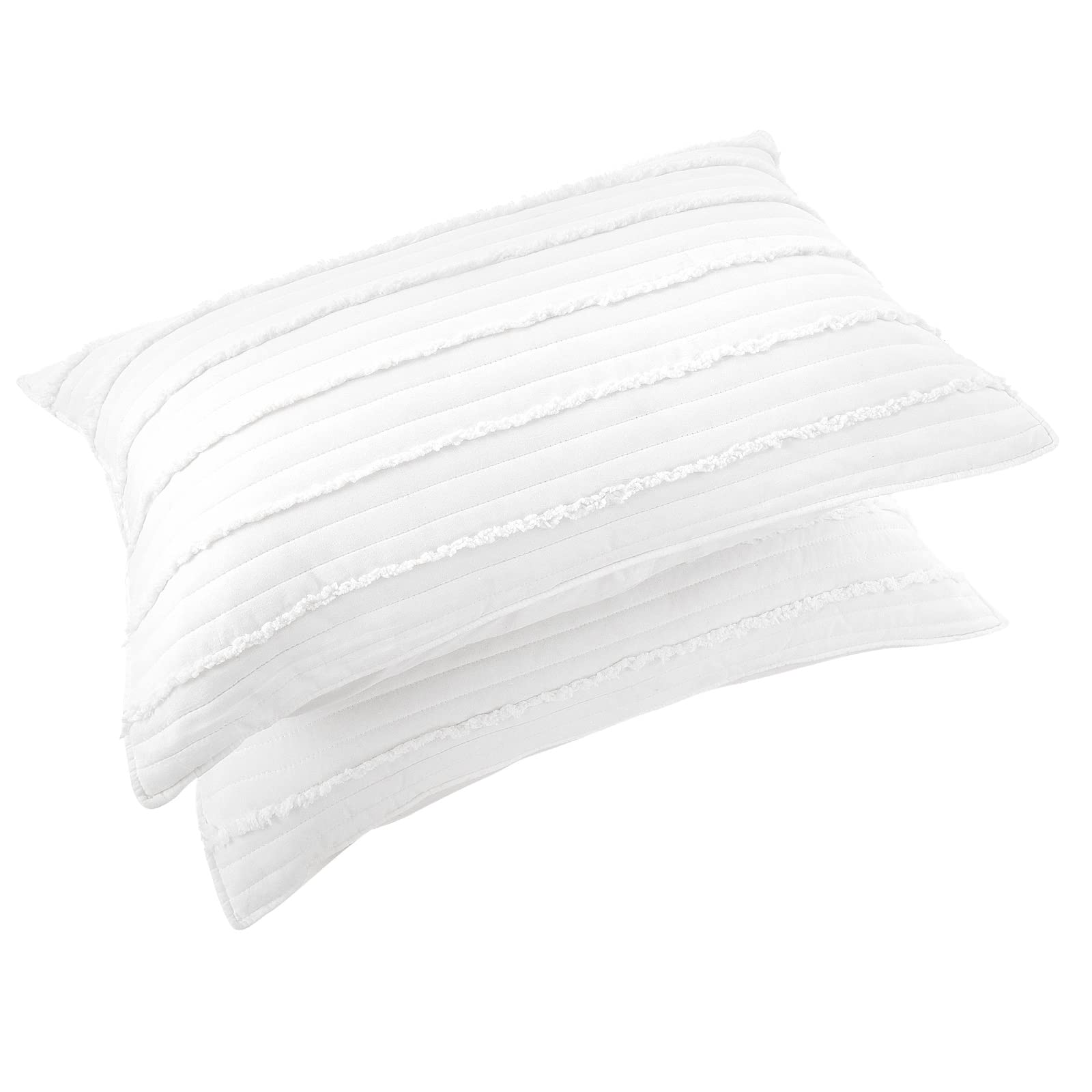 BOSOWOS King Size Pillow Shams Set of 2, Ultra Soft Breathable 20 x 36 Inches Pillow Case Envelope Closure, Microfiber Farmhouse Bed Pillowcases for Easy Care, White