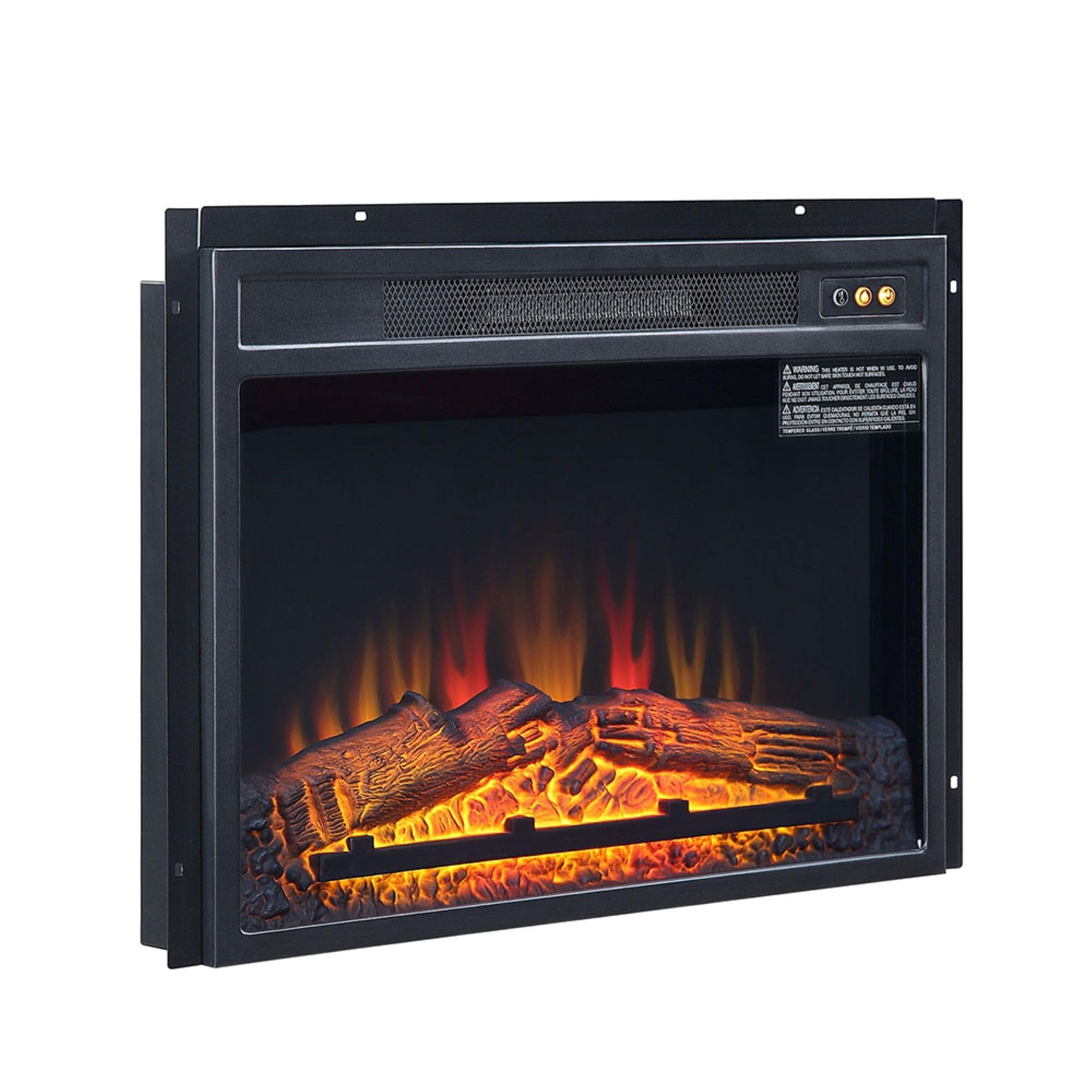 Manhattan Comfort 23 Inch Electric Fireplace Box with Remote Control, Adjustable Heat & Flame Settings, 1400W Indoor Fire Place Heater, Compact Design for Year-Round Use, Black