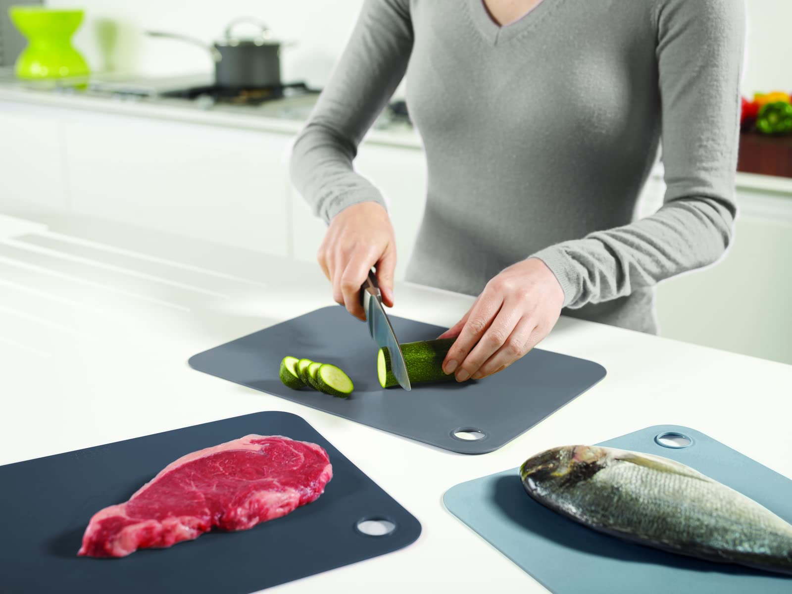 Joseph Joseph Pop Chopping Mats, Set of 3, Sky, Blue