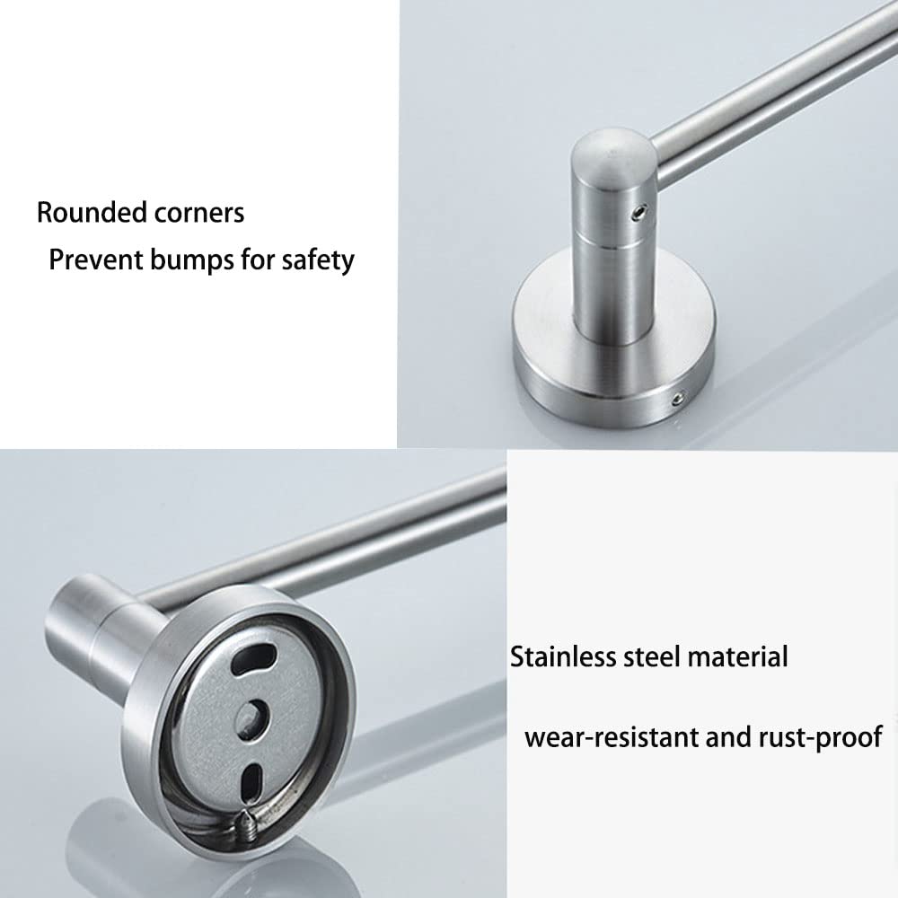 HXcomet 40cm Towel Rail Wall Mounted Towel Holder Screw mounting Small Towel Rail for Bathroom and Kitchen SUS 304 Stainless Steel Brushed Finish,Silver (40cm Towel Rail_B_Style)