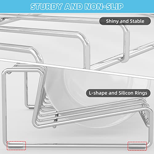 Joy Aid Plate Organizer for Cabinet, Dinner Plate Holder, Cutting Board and Lid Organizer, 8 Slots, 304 Stainless Steel