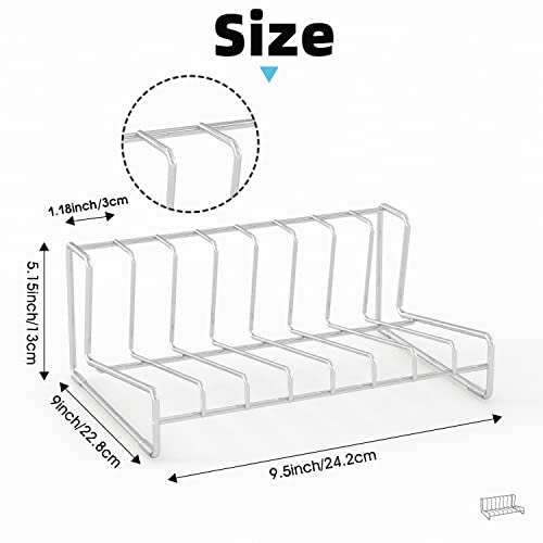 Joy Aid Plate Organizer for Cabinet, Dinner Plate Holder, Cutting Board and Lid Organizer, 8 Slots, 304 Stainless Steel