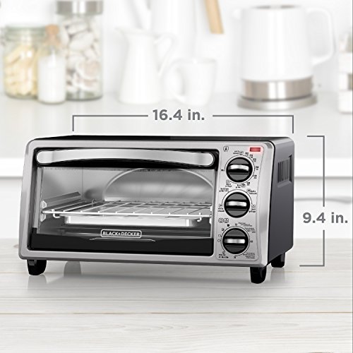 BLACK+DECKER 4-Slice Convection Oven, Stainless Steel, Curved Interior fits a 9 inch Pizza, TO1313SBD
