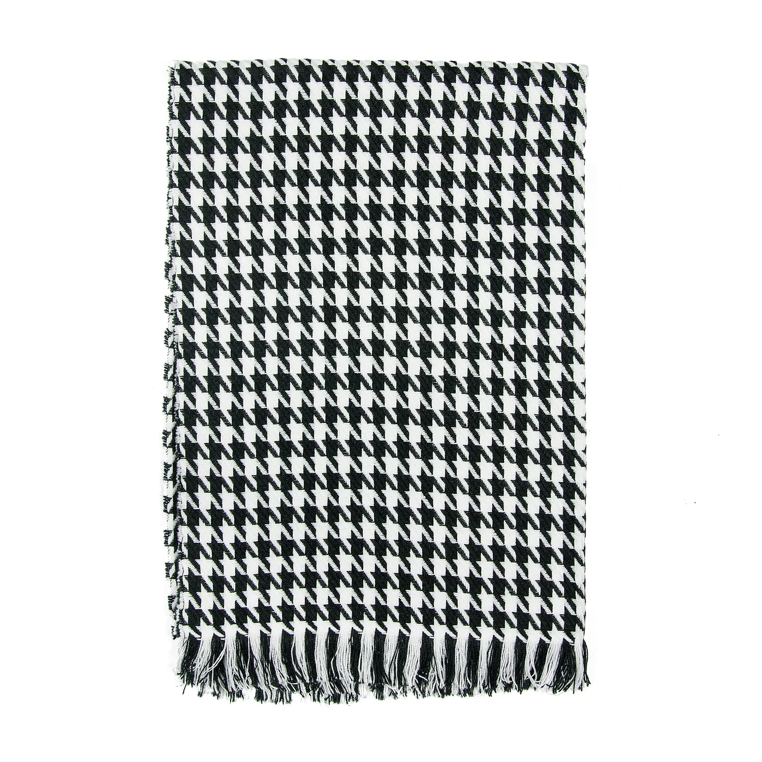 NC Houndstooth Blanket Scarf Cashmere Feel Shawl Wrap Winter Warm Scarf with Tassel 85" x 30"