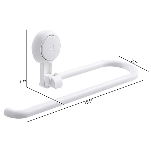 TAILI Suction Cup Paper Towel Holder Under Cabinet, No Drilling Plastic Paper Towel Rack for Kitchen, Reusable Paper Towel Hanger, Wall Mount Paper Towel Holder White
